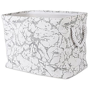 DII Polyester Storage Bin, Marble, White, Medium