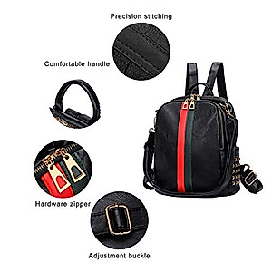 Alovhad Pu Leather Mini Backpack For Women Purse Cute Daypack Bag Fashion Shoulder Bag (B-Big Black)