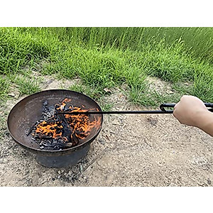 Fierywater 40-Inch Long Fire Poker by One Piece Solid Steel - Heavy Duty Fireplace Poker, Anti-Rust Black Coated Big Fire Stick