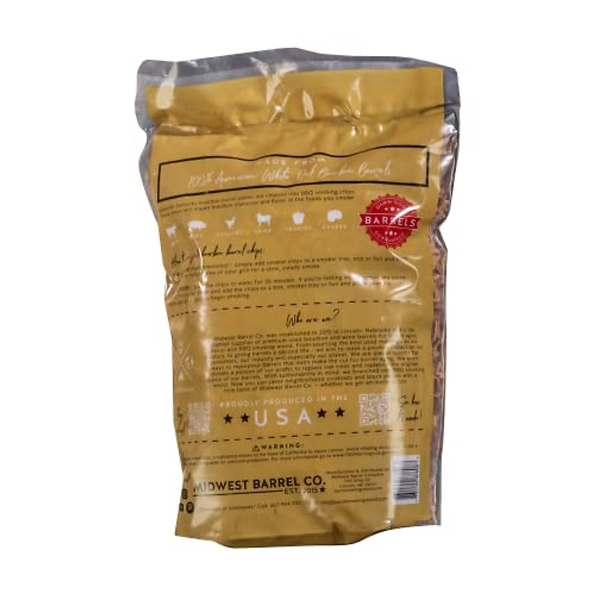 Midwest Barrel Company Genuine Bourbon Barrel Smoking Wood Chips