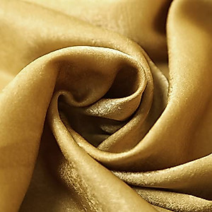 SHERWAY 2 Panels 4.8 Feet x 10 Feet Deep Gold Thick Satin Wedding Backdrop Drapes, Non-Transparent Window Curtains for Party Ceremony Stage Decoration