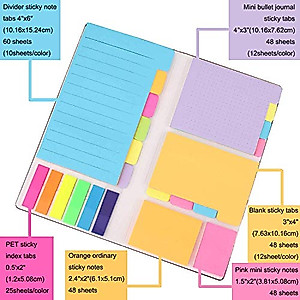Large and Small Sticky Notes Set with Fineliner Color Pens Set- 60 Ruled Lined Notes 4x6, 48 Dotted Notes 3x4, 48 Blank Notes 4x3,48 Orange 2x2 and Pink 1.5x2, 150 Inde x Tabs