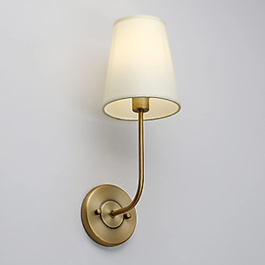 Pathson Set of 2 Rustic Wall Sconces with Light-Yellow Fabric Shade Not Pure White, Bathroom Vanity Lights Modern Wall Sconce Lighting for Bedroom Living Room (Antique)