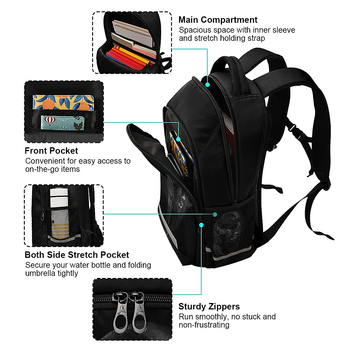 Panther In Dark Backpack for Students Boys Girls School Bag Travel Daypack Rucksack