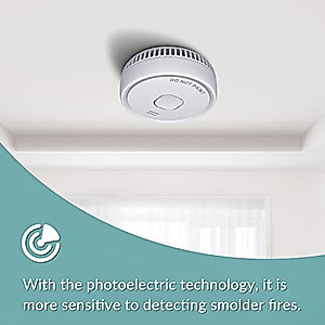 Ecoey Smoke Detector, Smoke Alarm with Advanced Photoelectric Technology, Fire Alarm Smoke Detector with Test Button and Low Battery Reminder, Fire Alarm Used in Bedroom, Home, FJ138, 1 Pack