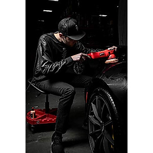 Adam's Polishes Pro Rolling Stool, Car Detailing Stool Chair, Shop Stool with Wheels, Garage Organizer & Tool Organizer Tray, Adjustable Height for Car Cleaning Buffer Polisher Ceramic Coating Car Wax