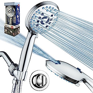 AquaCare Retail Pack High Pressure 8-setting Handheld Shower Head - Built-in Power Wash to Clean Tub, Tile & Pets, Overhead & Wall Brackets, Pure-Clean Nozzles, Extra-long 6 ft. Stainless Steel Hose