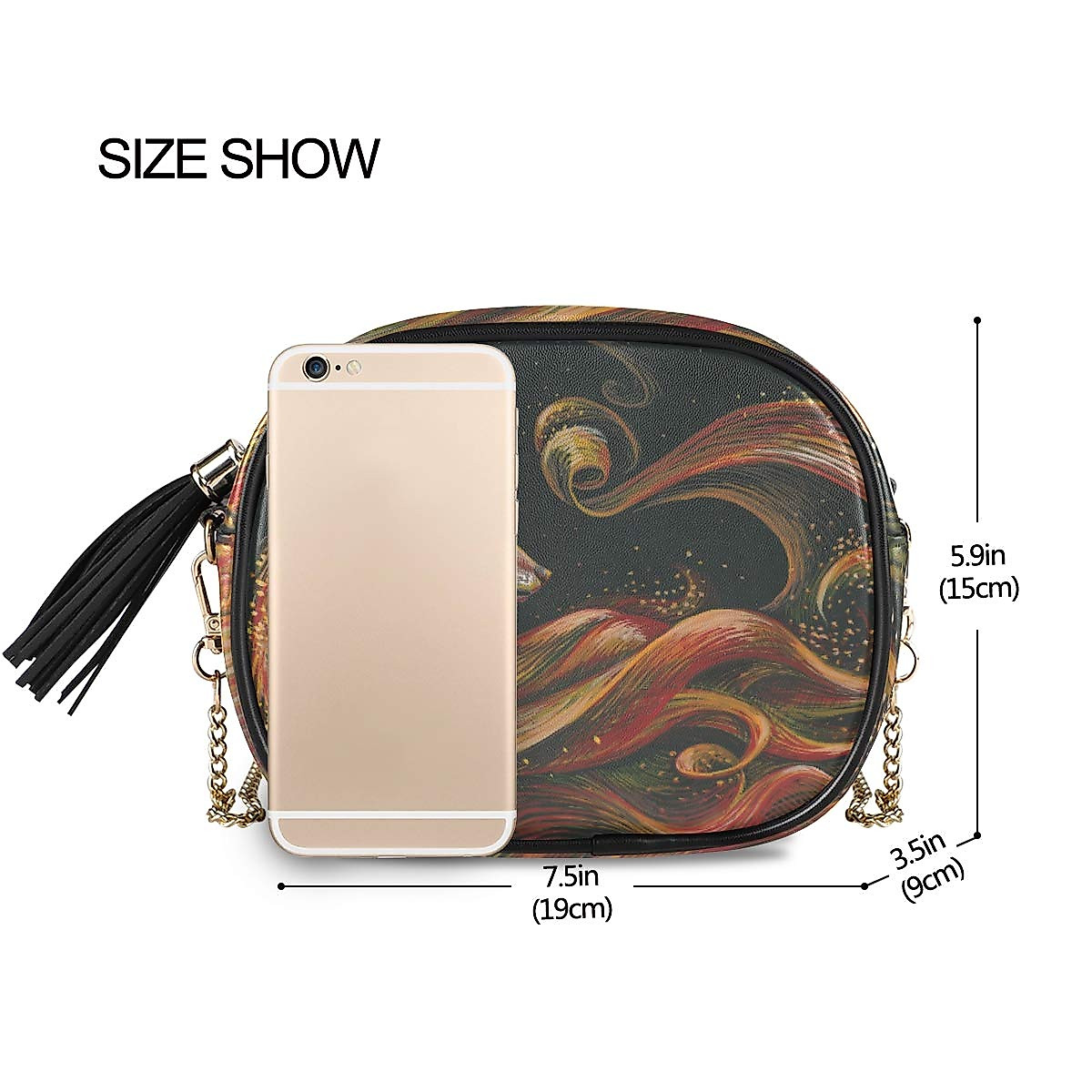 ALAZA PU Leather Small Crossbody Bag Purse Wallet Fantastic Fox In Dark Cell Phone Bags with Adjustable Chain Strap & Multi Pocket