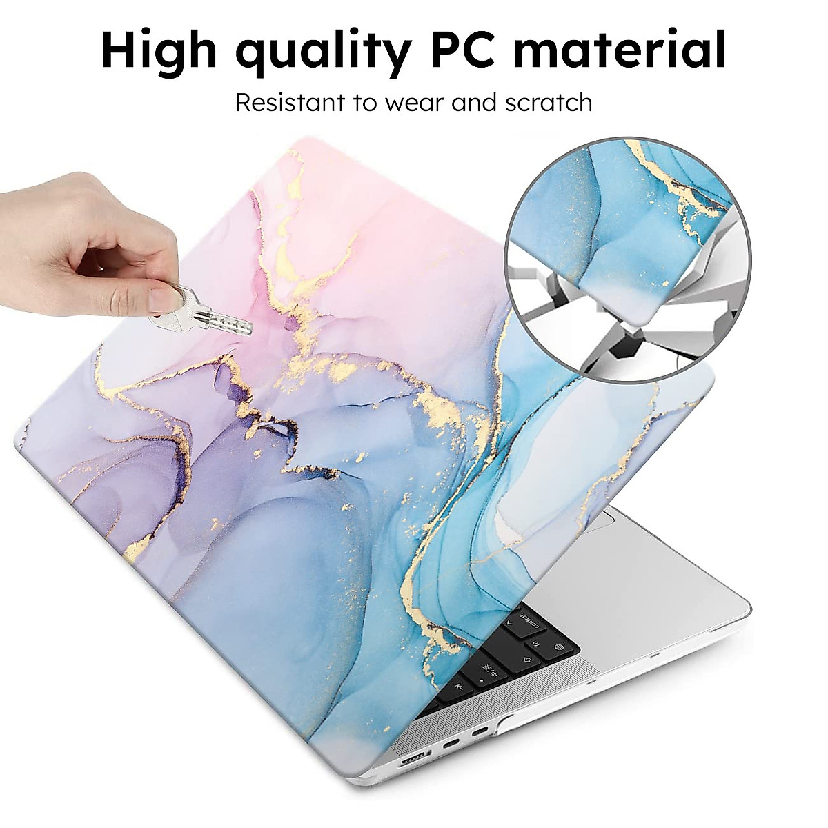 iCasso Compatible with MacBook Air 13 inch Case 2024-2022 Release M3 A3113 A2681 M2 with Liquid Retina Display, Hard Plastic Shell for Mac Air 13.6, TPU Keyboard Cover&Screen Protector(Blue Marble)