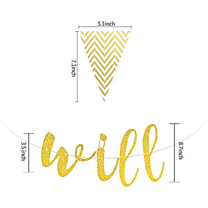 We Will Miss You Banner Gold Glitter Graduation Banner and Triangle Flag Banner for Retirement Farewell Office Going Away Work Party Decorations