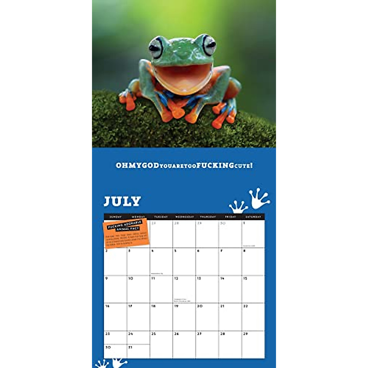 2023 Too F*cking Cute Animals Wall Calendar: A Year of D*mn Adorable Animals (Funny Monthly Calendar & White Elephant Gag Gift for Animal Lovers)