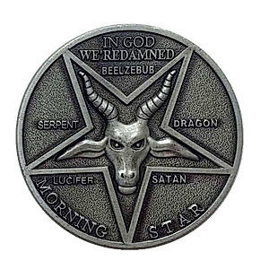 Coin Collection Commemorative Coin Pentagram Devil Star Sheep Zinc Alloy Nickel Silver Coin Collection Coin Embossed 38mm Faith Commemorative Coin