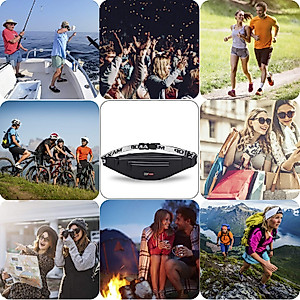 MAXTOP Slim Fanny Packs for Women Men with Water-Resistant PU Leather Waist Pack Belt Bag for Biking Running Jogging Traveling Outdoors Workout Cycling Fitness and Hiking (Black)