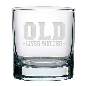 Veracco Old Lives Matter Whiskey Glass Funny Unique Old Fashioned Glass Gift For Dad Daddy Drinking Bachelor Party Favors (Clear, Glass)