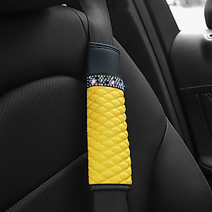 zipelo 2 Pcs Auto Seat Belt Cover, Breathable Leather Shoulder Pads Protect Your Neck, Harness Pads Strap for a More Comfortable Driving, Car Accessories Compatible with Adults Kids (Yellow)