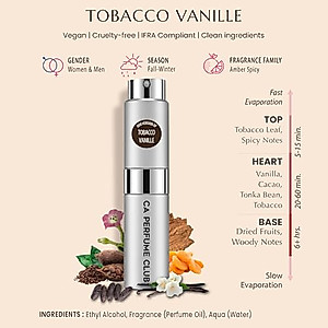 CA Perfume Impression of T. Ford Tobacco Vanille For Men Replica Version Fragrance Dupes Concentrated Long Lasting Eau de Parfum Spray Refillable Atomizer Bottle 0.27 Fl Oz/8ml-X1