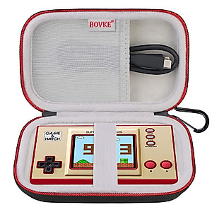 BOVKE Carrying Case For Nintendo Game & Watch: Super Mario Bros Handheld Game Consoles Classic Device, Extra Mesh Pocket for Charging Cable, Black