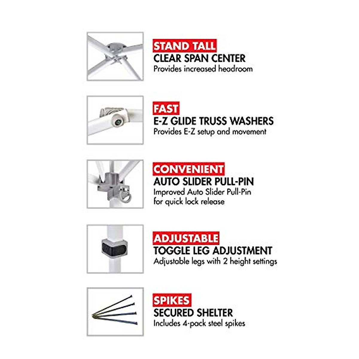 E-Z UP ENV3WH10RB, 10' x 10', Roller Bag, 4-Piece Spike Set, Recreational Grade Royal Blue Top NEW Envoy EZ UP Instant Canopy Shelter Tent, 10' by 10'