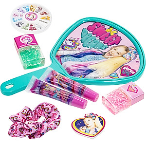 JoJo Siwa - Townley Girl Backpack Cosmetic Activity Set for Girls, Ages 3+ Makeup Hair Salon Kit Including Scrunchie, Mirror, Nail Polish, Lip Gloss and More, for Parties, Sleepovers and Makeovers