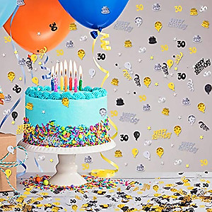 3000 Pieces 30th Happy Birthday Confetti Number 30 Birthday Cake Confetti Metallic Foil Balloon Confetti Table Scatters Decorations for Birthday Party Anniversary Wedding (Gold, Silver and Black)