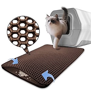 HTTMT- (15.7x12 inch) Pet Supplies Cats Litter & Housebreaking 30X40 Brown Cat litter Mat Double Layer Pad Trapper Folding Pad EVA Foam Rubber