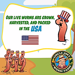 Uncle Jim's Worm Farm Red Wiggler Live Composting Worms Mix for Garden Soil or Fishing | Pack of Compost Improves Structure and Quality Healthier Gardens 250 Count