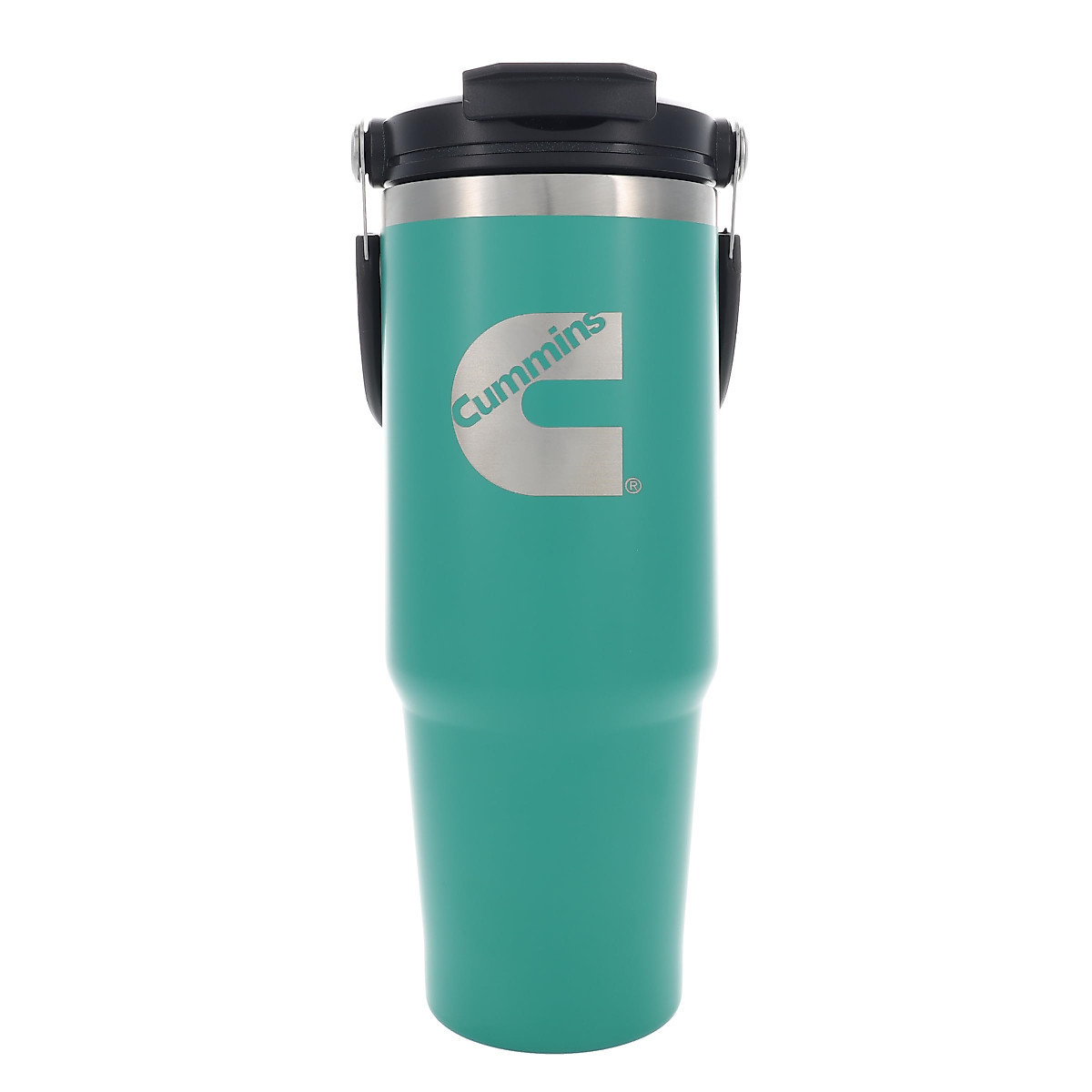 Cummins CMN35400 2 in 1 Tumbler with Flip Lid and Straw 30-Ounce Tumbler with Handle Stainless Steel Travel Mug-Green