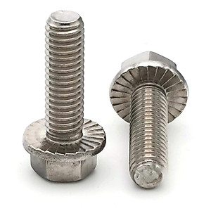 Hex Flange Serrated Cap Bolt Screws 18-8 Stainless Steel - 10-24 x 1/2 - Qty 25
