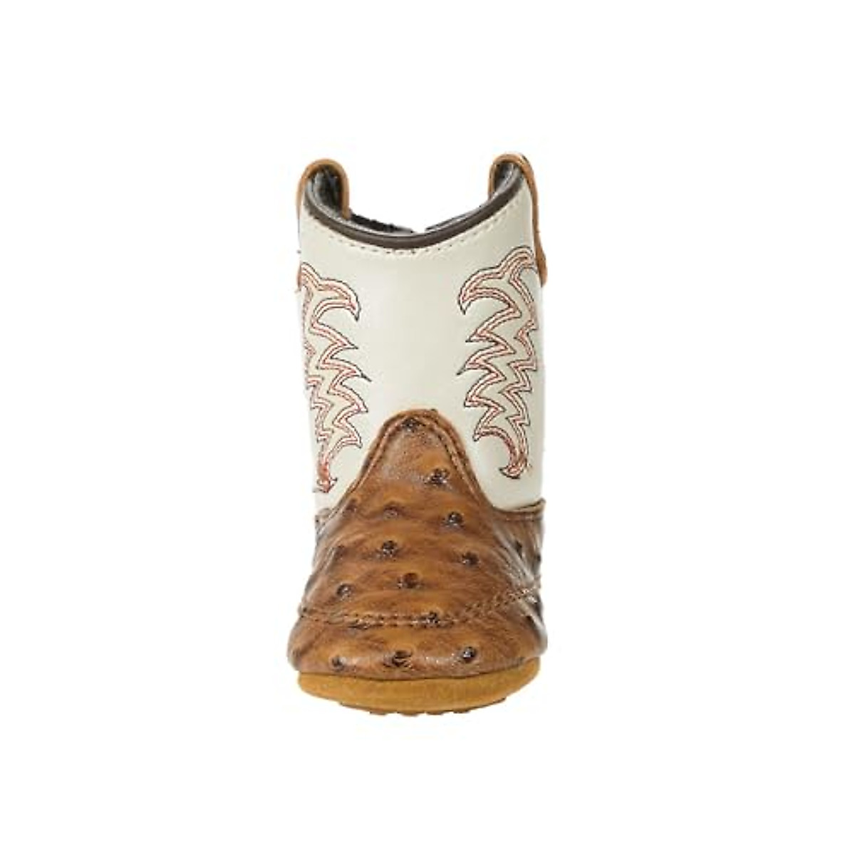 Old West Baby Boys Poppets Shoes Ankle Boot, Brown Ostrich Foot/White Shaft, 1 Infant