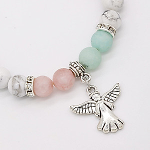 Guardian Angel Charm Bracelets for Women, 8mm Crystal Beaded Memorial Bracelet for loss of Loved one, Encouragement Present, Remembrance Gifts to Show Love, Sympathy, Bereavement, Friendship