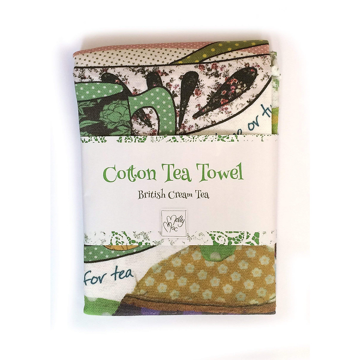 MollyMac | British Cream Tea Dish Towel | Decorative Bar Towel | Soft Absorbent Dish Cloth | Kitchen Decor | Gift for Dinner Party Birthday New Home | Made in UK | 28”x18” 100% Cotton Tea Towel