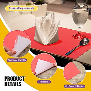 Uiifan 200 Pcs Paper Placemats Disposable Table Placemat Scalloped Edges Blank Table Mats Bulk Place Mat for Dining Wedding Parties Christmas Table Decorations 10 x 14 Inch (Red)