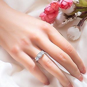 SecreTalk 2ct Moissanite Engagement Wedding Ring for Women, 925 Sterling Silver D Color VVS Diamond Promise Ring with Certificate of Authenticity (5)