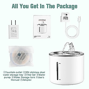 Cat Water Fountain, 108oz/3.2L Cat Fountain with Stainless Steel Tray, Ultra Quiet Pet Water Fountain for Cats Inside with Triple Filtration Cat Fountain Water Bowl, for Cats, Small Dogs