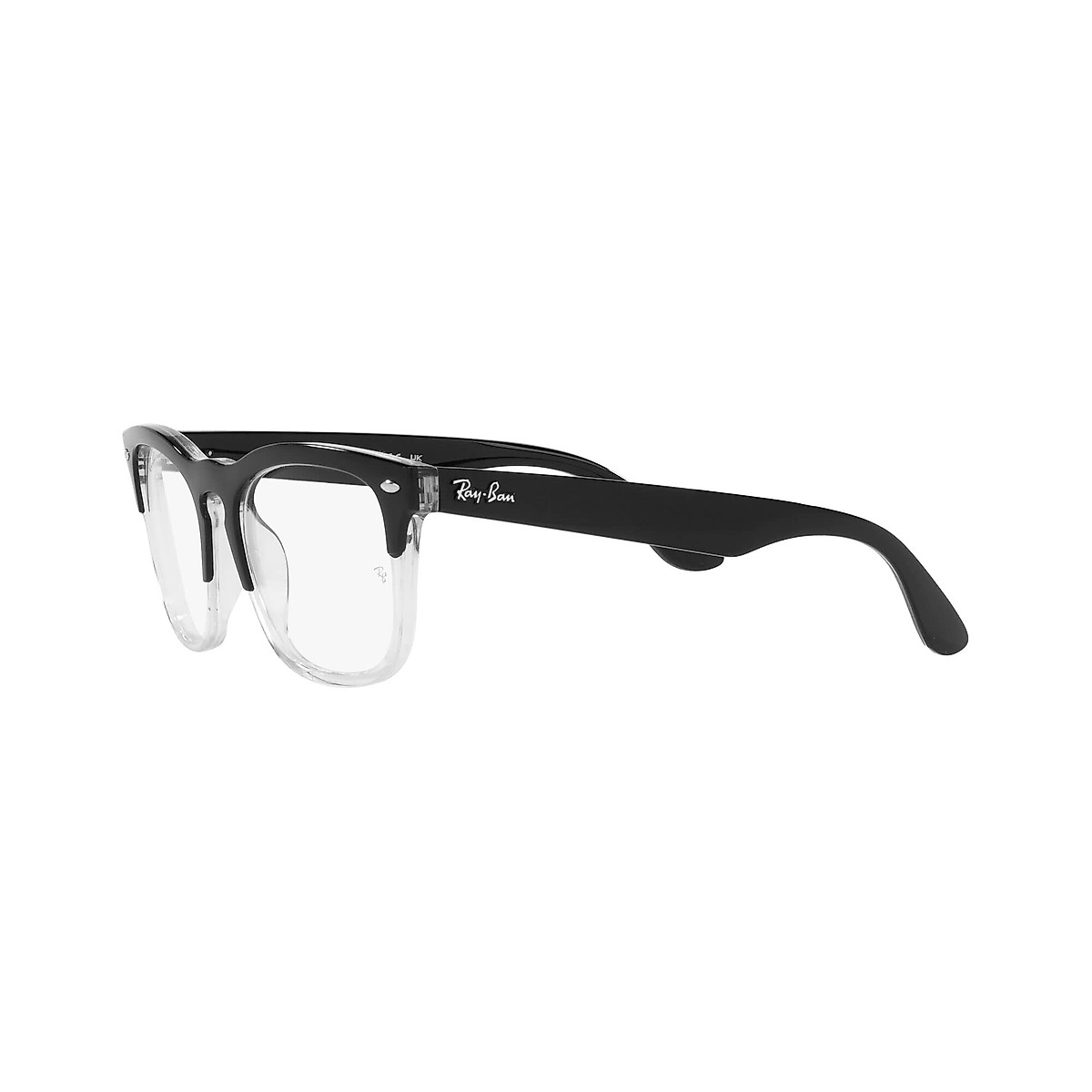 Ray-Ban RX4487V Steve Square Prescription Eyewear Frames, Black on Transparent/Demo Lens, 54 mm