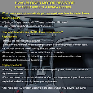 FAERSI HVAC Fan Blower Motor Resistor Replacement for 2002-2006 Acura RSX, 2004-2008 Acura TL, 2003-2007 Honda Accord Replaces JA1382 79330S6M941 2400-300016 Blower Motor Resistor