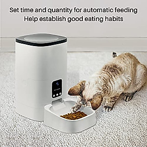 Automatic Cat Feeder, 6L Portion Control Peteme Smart Pet Feeder with Camera APP Control, Schedule Cat Feeder for Cats, Dogs & Small Pets, 2.4G Wi-Fi Enabled Speaker Two Way Microphone