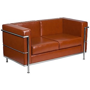 Flash Furniture HERCULES Regal Series Contemporary Cognac LeatherSoft Loveseat with Encasing Frame