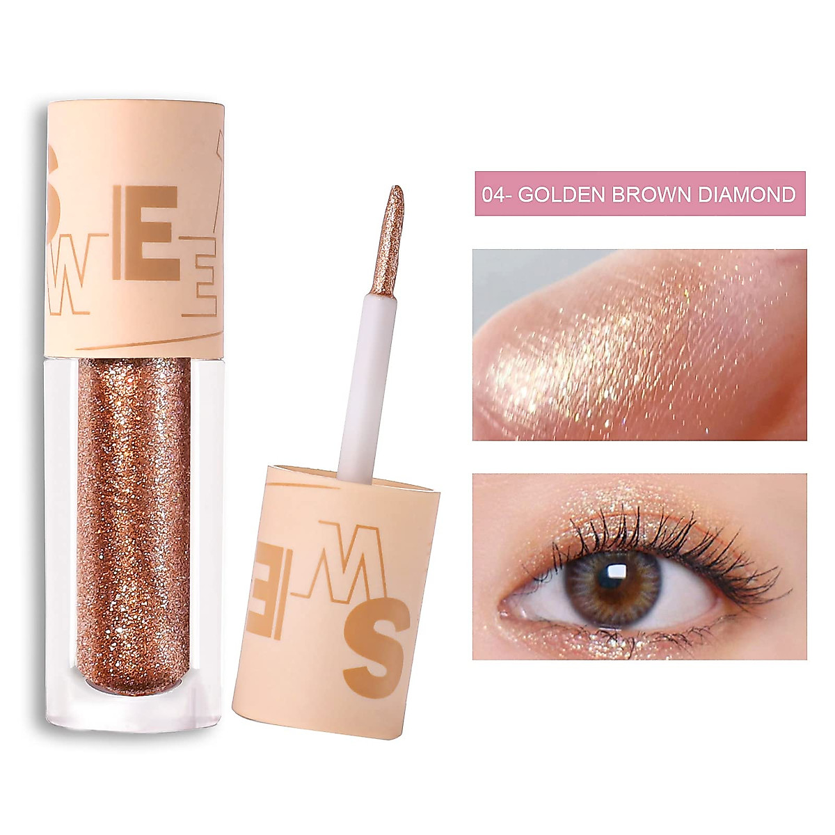 5PCS Liquid Glitter Eyeshadow Set, Shimmer Metallic Eye Shadow Korean Makeup Loose Glitter Glue for Eye Crystals, High Pigmented, Long Lasting, Quick Drying