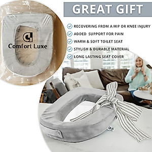 COMFORT LUXE Padded Toilet Seat Cushion - 2” Firm Cushioned Toilet Seat for Seniors and Post Surgery Recovery, Soft, Warm Toilet Riser Seat with Handles and Washable Cover