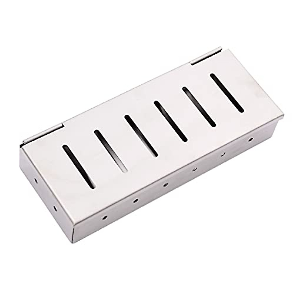 JUYT Smoker Incense Box Made of Stainless Steel - Grilling Smoker Box Universal, Smoking,for Gas Grill Accessories or Charcoal Grill, 8.86 x 3.47 x 1.58 Inch, Silver (Smoker-1F)