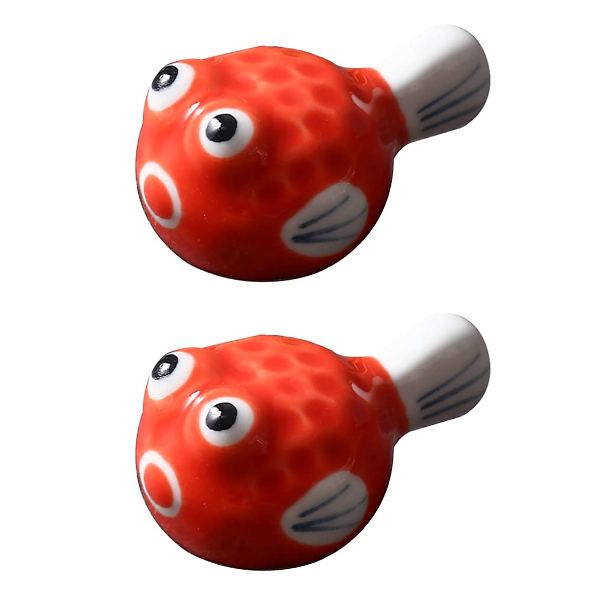 Hemoton Chopstick Holder 2Pcs Japanese Chopsticks Rest Ceramic Chopstick Holder Puffer Fish Chopsticks Rest Cute Animal Chopstick Rack for Chopsticks Spoons Forks Knives (Red) Chopstick Rest