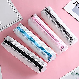 WOLUNSI Plastic Pen Bag Pencil Case Makeup Tool Bag Storage Pouch Purse 4 Colors/ Package