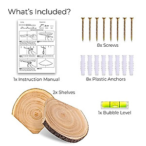 KITCHENMANIA Corner Wall Shelf,Corner Floating Shelves Set of 2, Wood Slices with Bark Decorations Style,Wall Mount Storage Display for Bathroom,Kitchen,Living Room Decor,Bedroom,Office,Plant