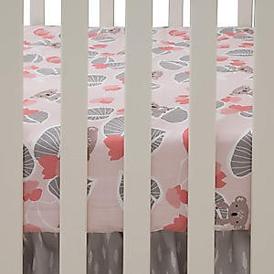 Lambs & Ivy Calypso Cotton Fitted Crib Sheet - Pink, Gray, White, Animals