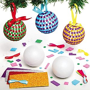 Baker Ross AX529 Mosaic Christmas Ornament Kits - Pack of 4, Christmas Tree Decorations for Kids Arts and Crafts Activities