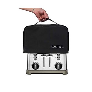 Toaster Dust Cover with Pockets Compatible with Cuisinart 4 Slice Toaster, Can Hold Jam Spreader Knife & Toaster Tongs, Dust and Fingerprint Protection, Black (12.5 * 10.5 * 7.5, black)