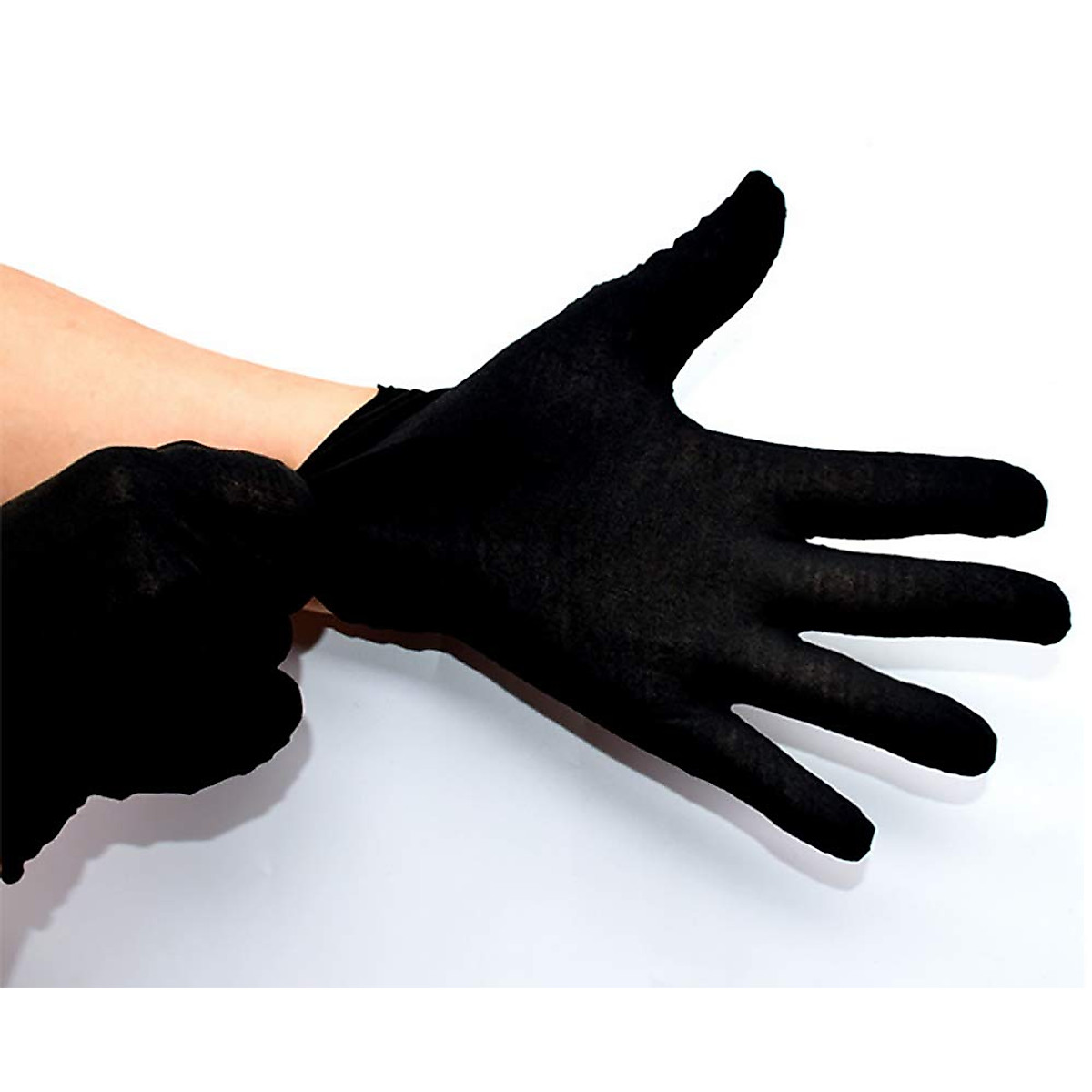 BesYouSel 6 Pairs Cotton Gloves Black Cotton Gloves Soft Cotton Gloves Ceremonial Gloves Dirty-resistant Wear-resistant Sweat-absorbent Work Gloves, Black, Size Large
