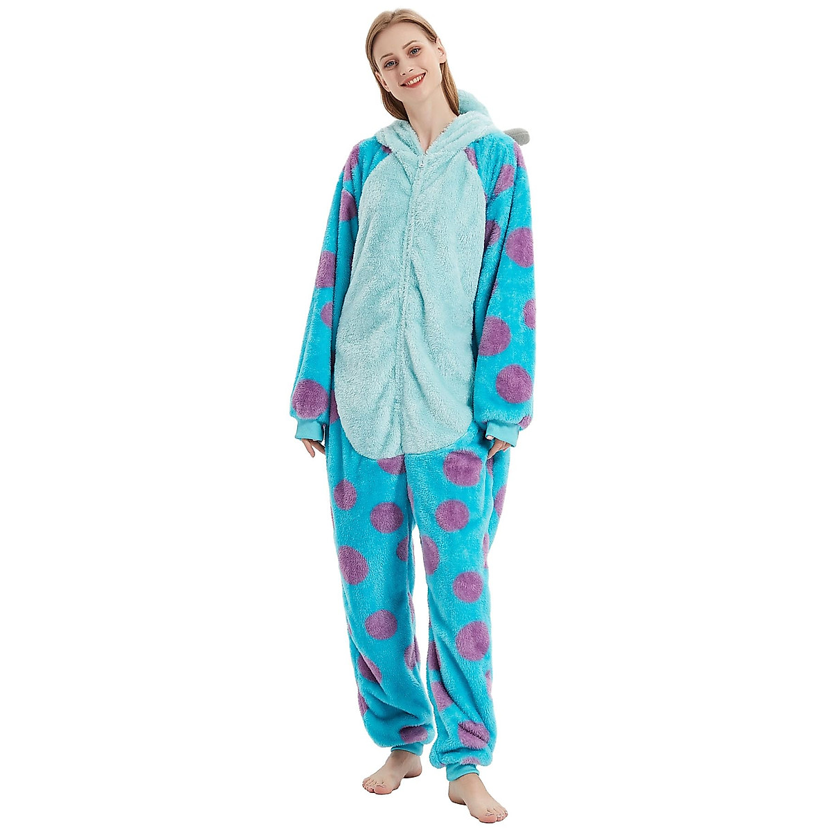 Sqlszt Animal Sulley Monster Onesie Adult Sullivan One Piece Pajamas Unisex Cosplay Costume For Women Men Blue S