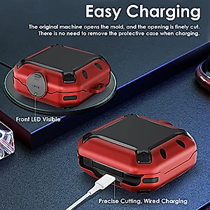 NUOMIJIO Case for Beats Fit Pro 2021 with Secure Lock Full Body Shock-Absorbing Anti-Scratch Hard Shell Protective Cover Compatible with Beats Fit Pro with Keychain (Red)